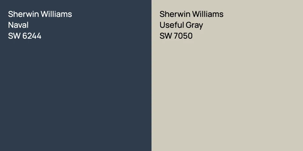 Sherwin Williams Naval vs. Sherwin Williams Useful Gray comparison