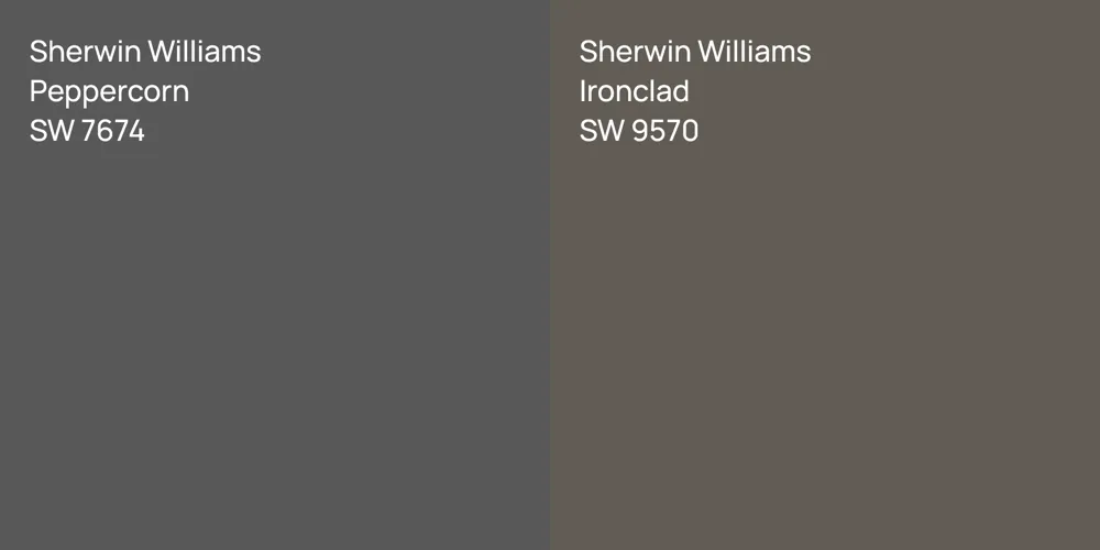 Sherwin Williams Peppercorn vs. Sherwin Williams Ironclad comparison