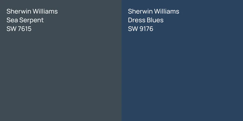 Sherwin Williams Sea Serpent vs. Sherwin Williams Dress Blues comparison