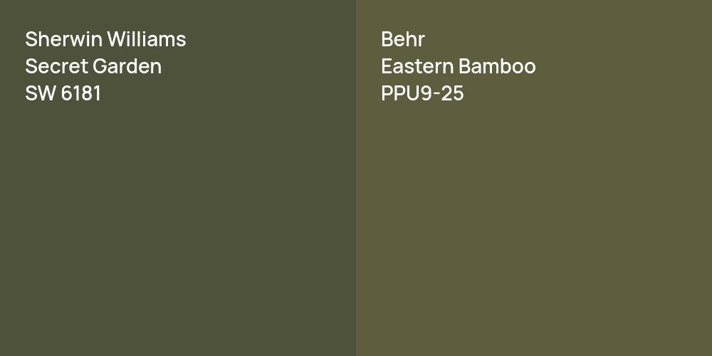 Sherwin Williams Secret Garden vs. Behr Eastern Bamboo comparison