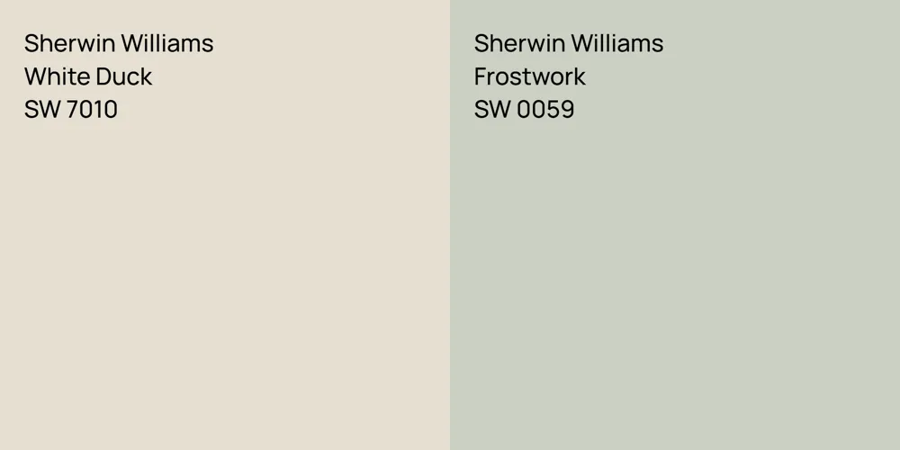 Sherwin Williams White Duck vs. Sherwin Williams Frostwork comparison