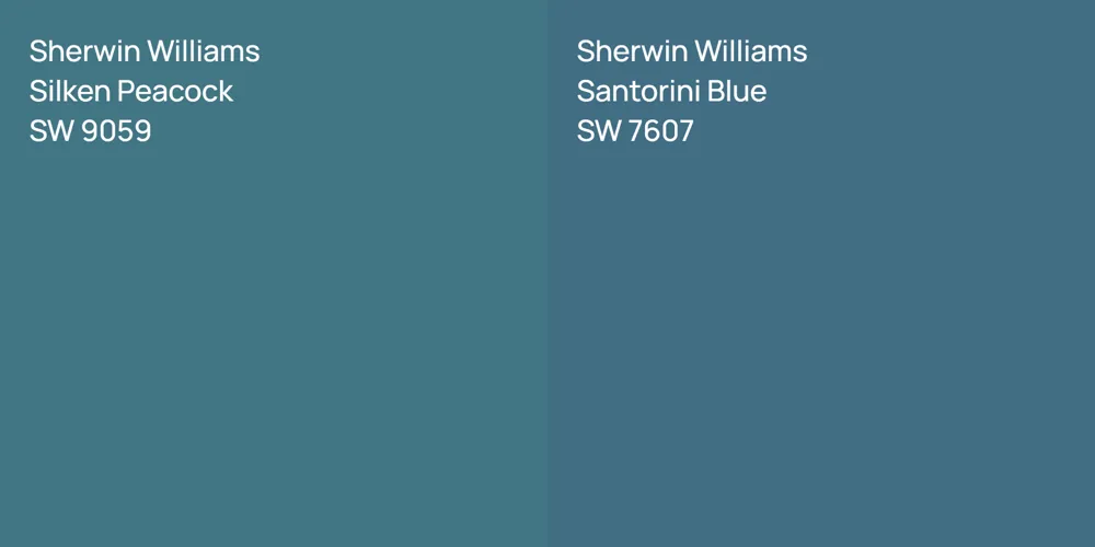 Sherwin Williams Silken Peacock vs. Sherwin Williams Santorini Blue ...