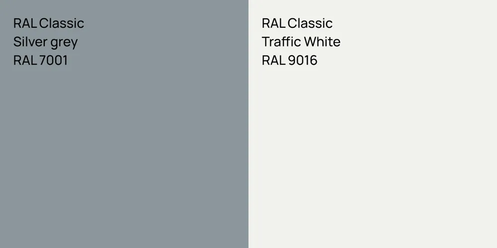 RAL Classic Silver grey vs. RAL Classic Traffic White comparison