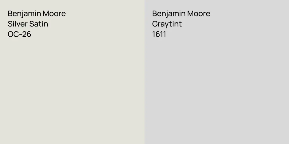 Benjamin Moore Silver Satin vs. Benjamin Moore Graytint comparison