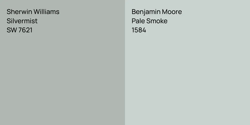 Sherwin Williams Silvermist vs. Benjamin Moore Pale Smoke comparison