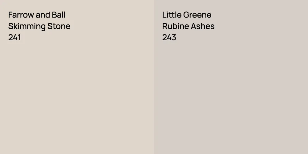 Farrow and Ball Skimming Stone vs. Little Greene Rubine Ashes comparison