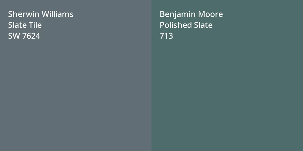 Sherwin Williams Slate Tile vs. Benjamin Moore Polished Slate comparison