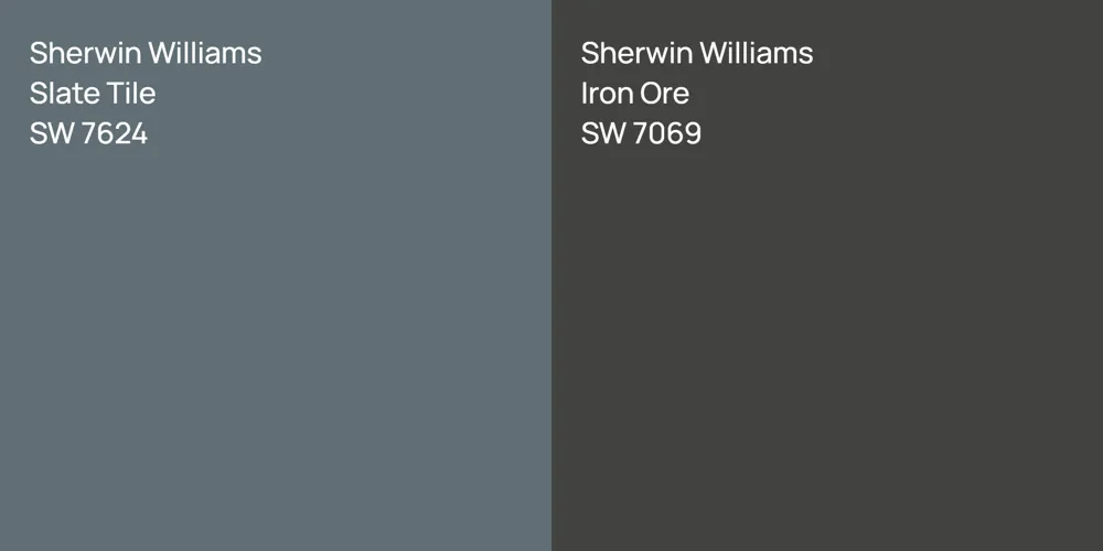 Sherwin Williams Slate Tile vs. Sherwin Williams Iron Ore comparison