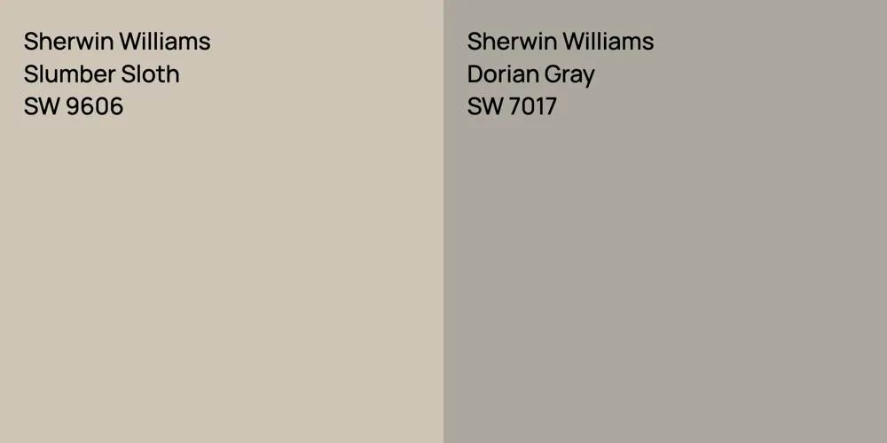 Sherwin Williams Slumber Sloth vs. Sherwin Williams Dorian Gray comparison