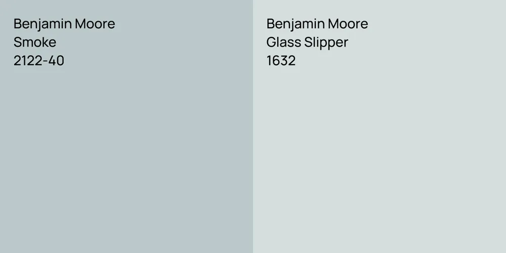 Benjamin Moore Smoke vs. Benjamin Moore Glass Slipper comparison