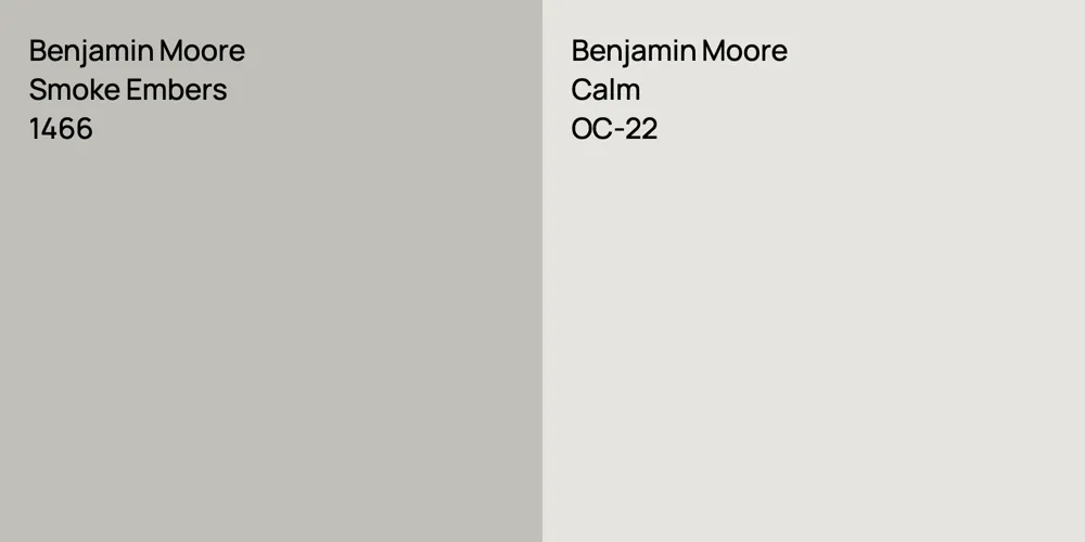 Benjamin Moore Smoke Embers vs. Benjamin Moore Calm comparison