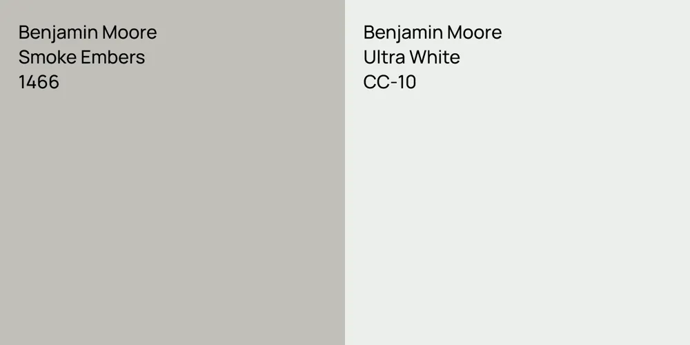 Benjamin Moore Smoke Embers vs. Benjamin Moore Ultra White comparison