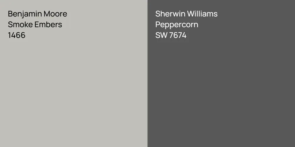 Benjamin Moore Smoke Embers vs. Sherwin Williams Peppercorn comparison