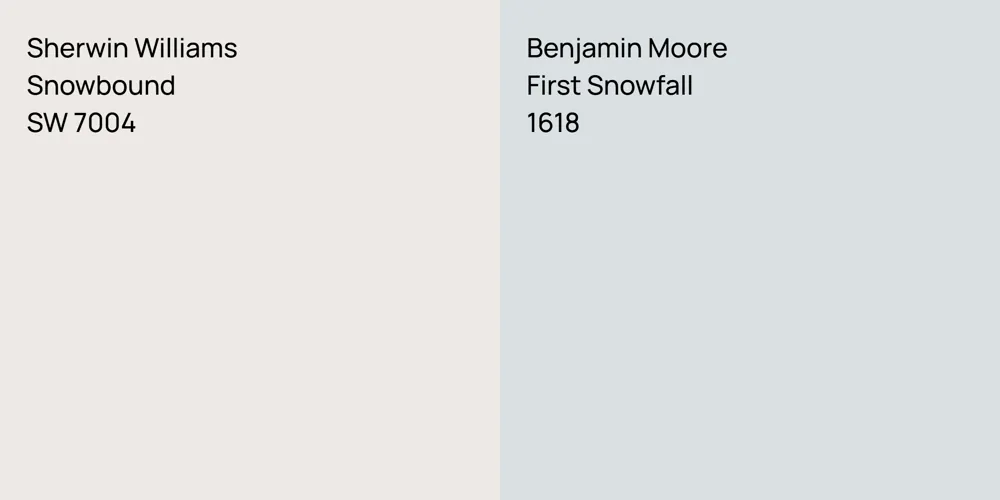 Sherwin Williams Snowbound vs. Benjamin Moore First Snowfall comparison