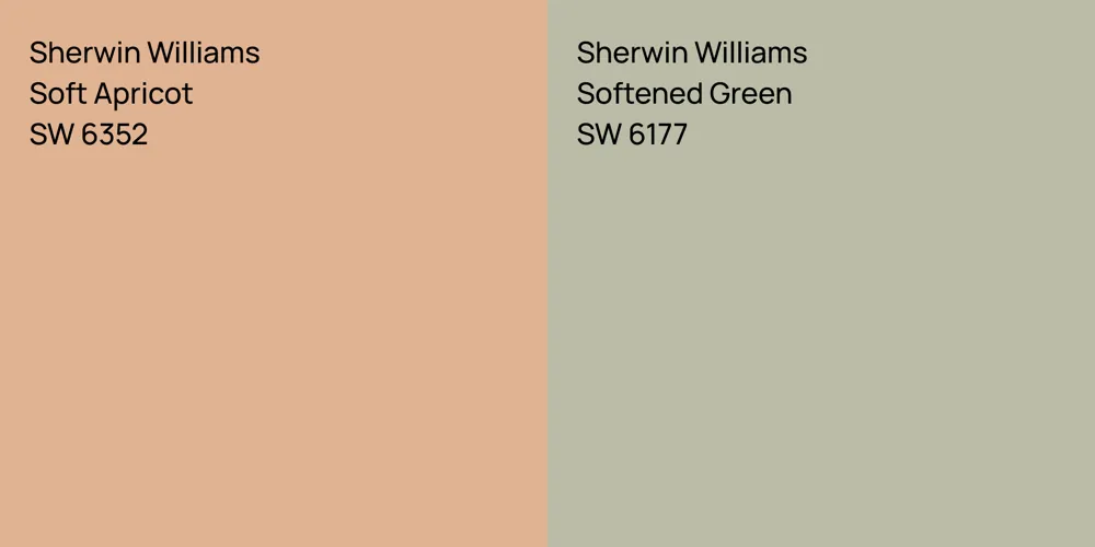 Sherwin Williams Soft Apricot vs. Sherwin Williams Softened Green comparison