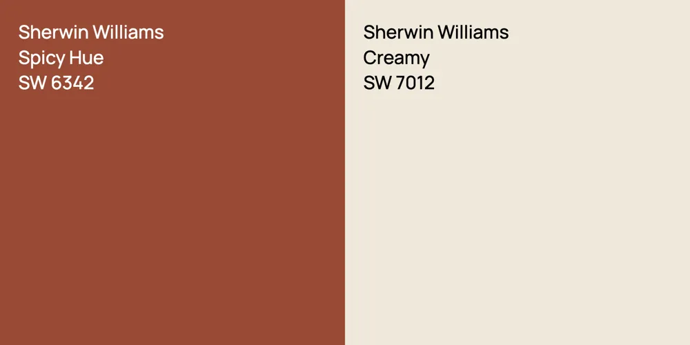 Sherwin Williams Spicy Hue vs. Sherwin Williams Creamy comparison