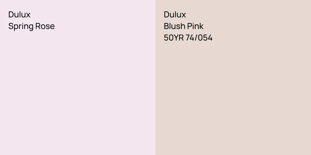 Dulux Spring Rose vs. Dulux Blush Pink comparison