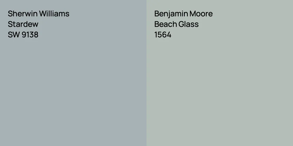 Sherwin Williams Stardew vs. Benjamin Moore Beach Glass comparison