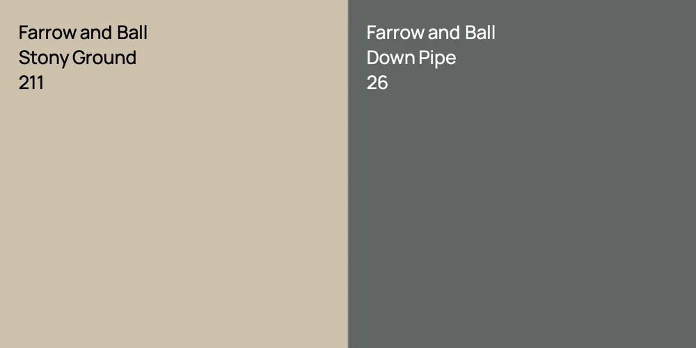 Farrow and Ball Stony Ground vs. Farrow and Ball Down Pipe comparison