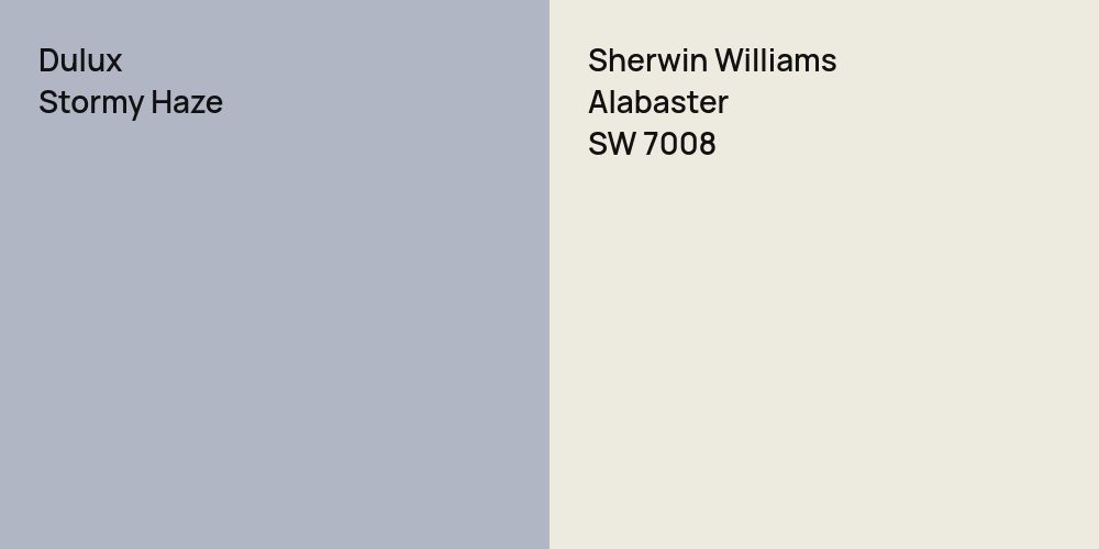 Dulux Stormy Haze vs. Sherwin Williams Alabaster comparison