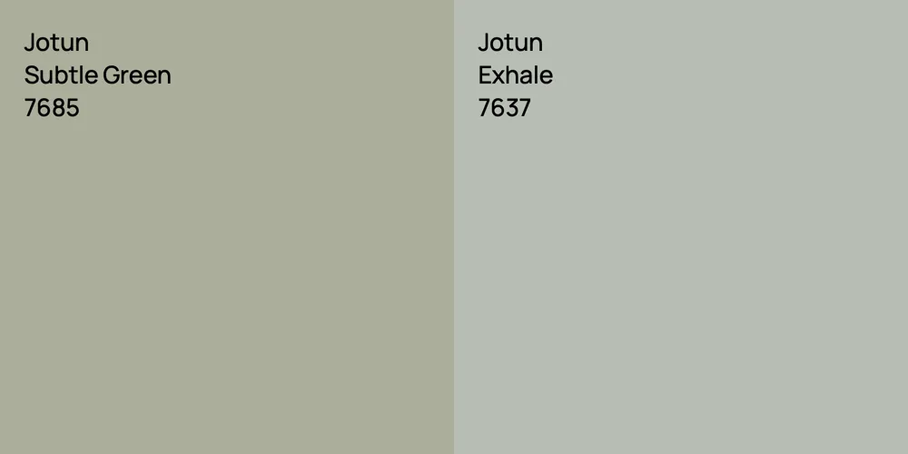 Jotun Subtle Green vs. Jotun Exhale comparison