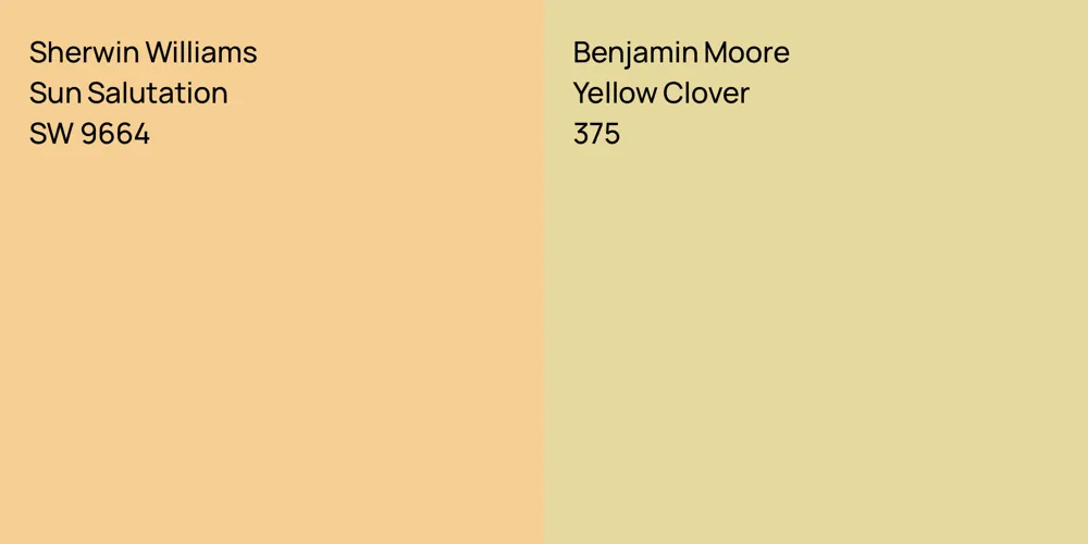 Sherwin Williams Sun Salutation vs. Benjamin Moore Yellow Clover comparison