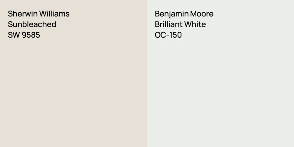 Sherwin Williams Sunbleached vs. Benjamin Moore Brilliant White comparison
