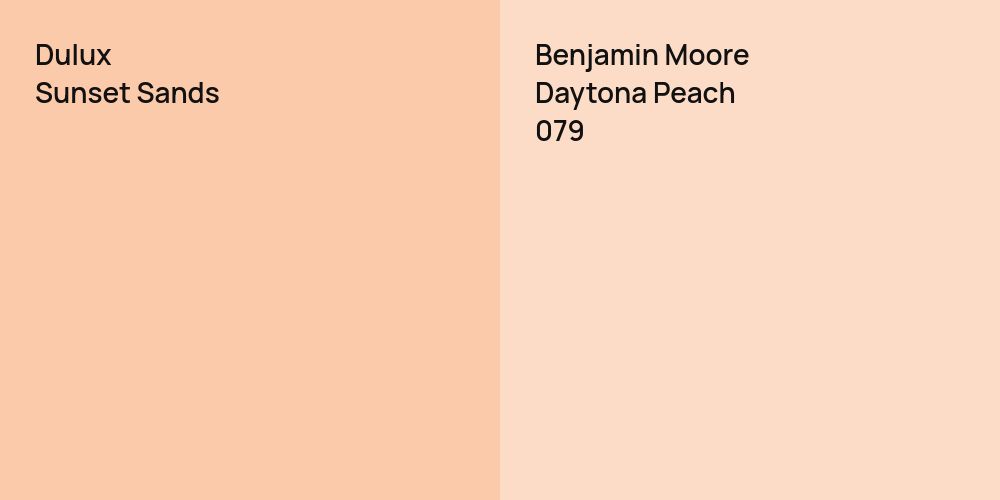 Dulux Sunset Sands vs. Benjamin Moore Daytona Peach comparison