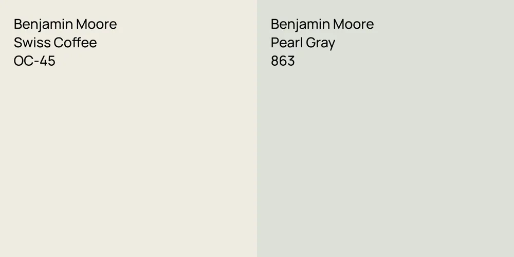 Benjamin Moore Swiss Coffee vs. Benjamin Moore Pearl Gray comparison