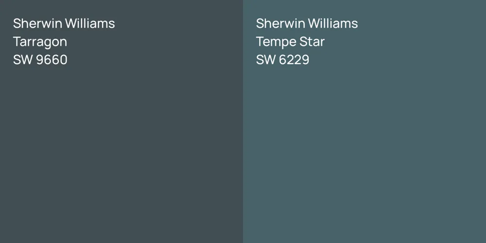 Sherwin Williams Tarragon vs. Sherwin Williams Tempe Star comparison