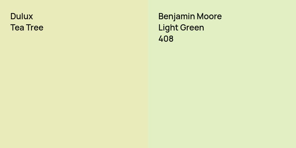 Dulux Tea Tree vs. Benjamin Moore Light Green comparison