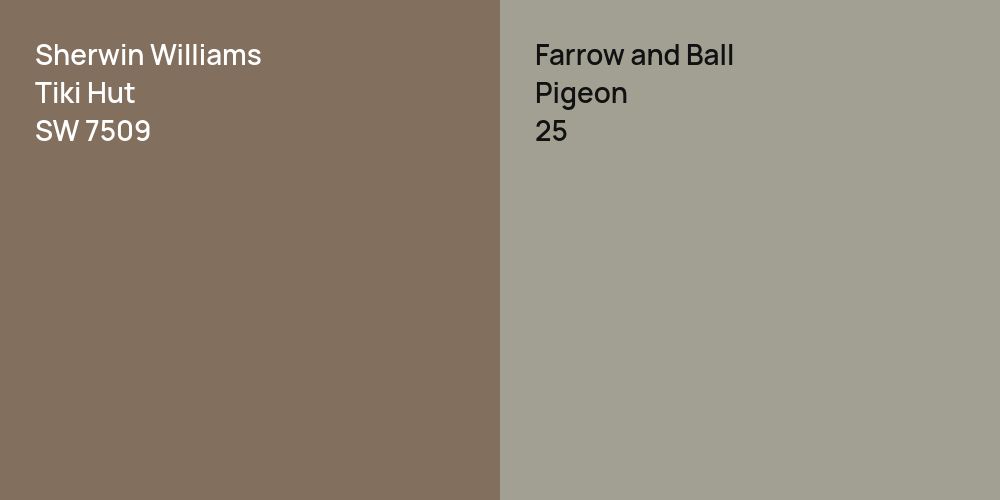 Sherwin Williams Tiki Hut vs. Farrow and Ball Pigeon comparison