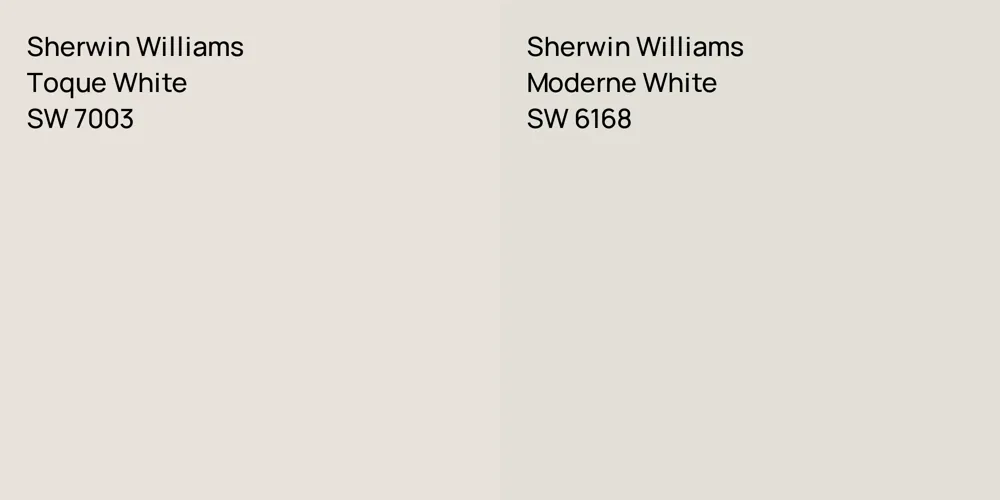 Sherwin Williams Toque White vs. Sherwin Williams Moderne White comparison