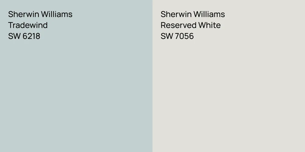 Sherwin Williams Tradewind vs. Sherwin Williams Reserved White comparison