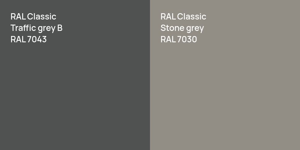 RAL Classic Traffic grey B vs. RAL Classic Stone grey comparison