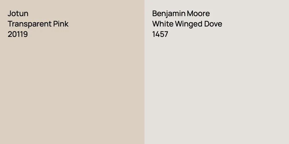 Jotun Transparent Pink vs. Benjamin Moore White Winged Dove comparison