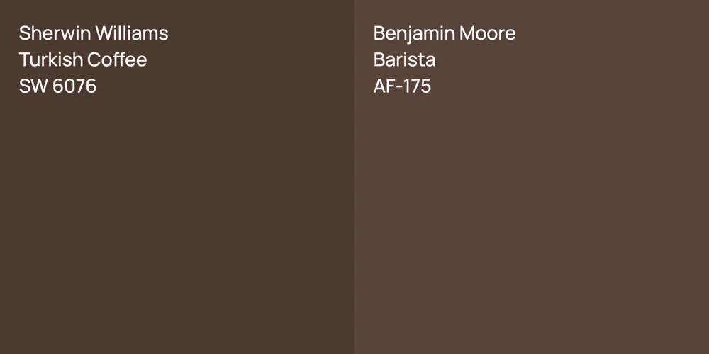 Sherwin Williams Turkish Coffee vs. Benjamin Moore Barista comparison