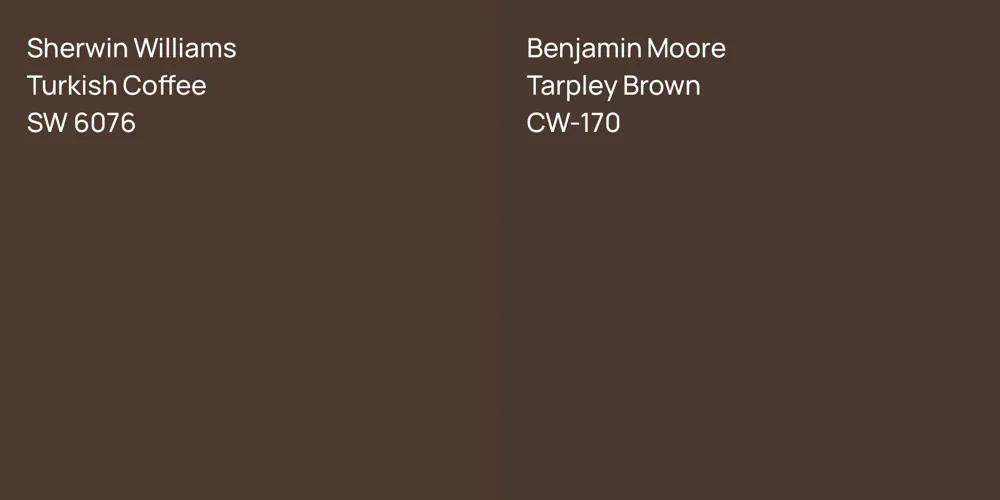 Sherwin Williams Turkish Coffee vs. Benjamin Moore Tarpley Brown comparison