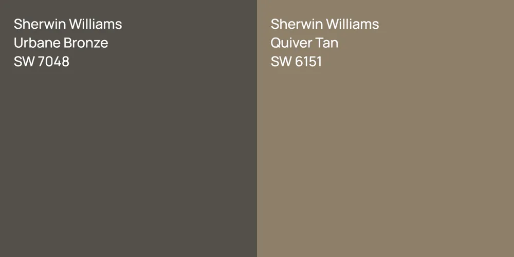 Sherwin Williams Urbane Bronze vs. Sherwin Williams Quiver Tan comparison