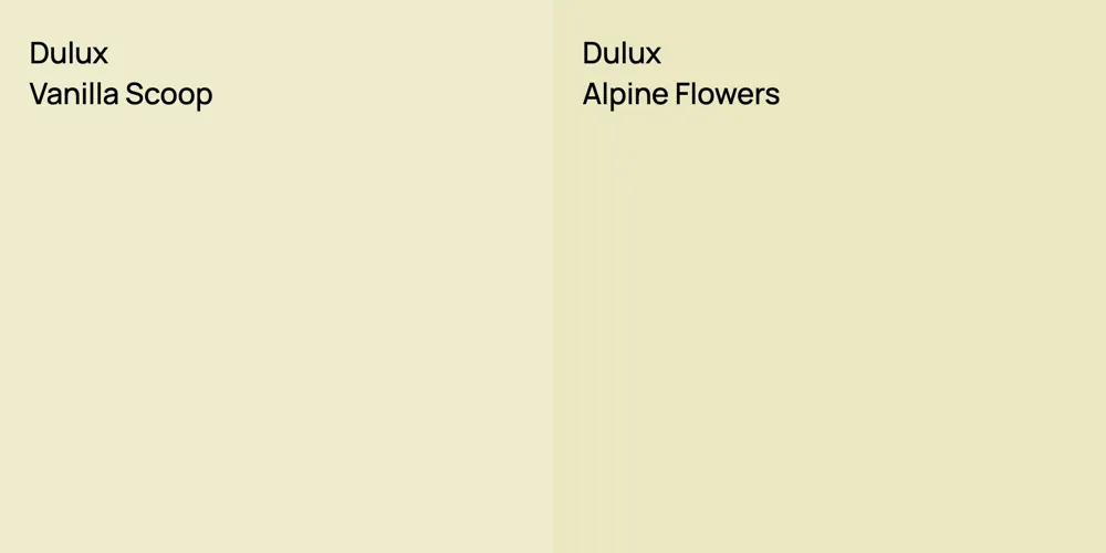 Dulux Vanilla Scoop vs. Dulux Alpine Flowers comparison