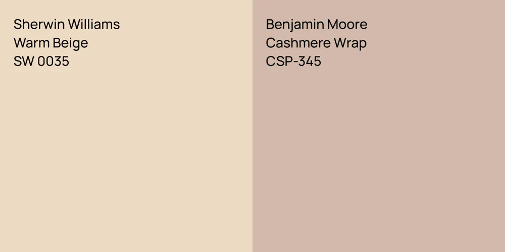 Sherwin Williams Warm Beige vs. Benjamin Moore Cashmere Wrap comparison