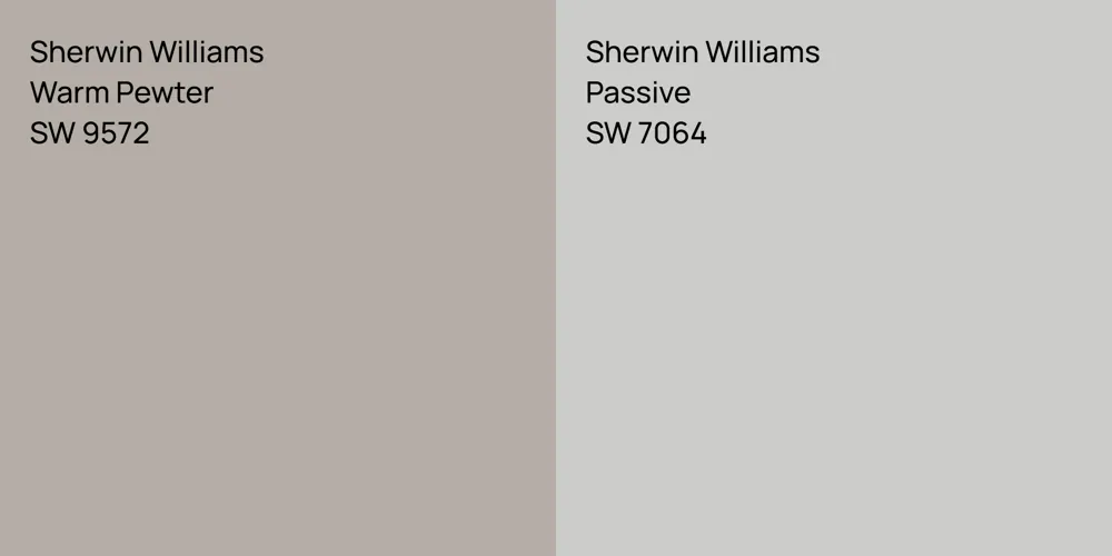 Sherwin Williams Warm Pewter vs. Sherwin Williams Passive comparison