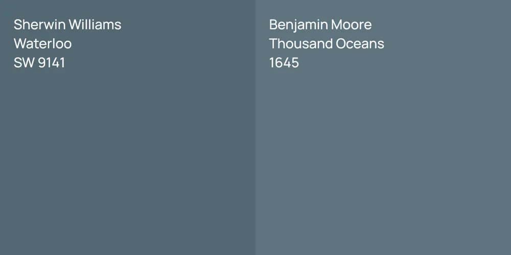 Sherwin Williams Waterloo vs. Benjamin Moore Thousand Oceans comparison