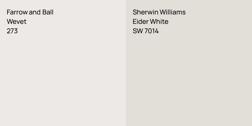 Farrow and Ball Wevet vs. Sherwin Williams Eider White comparison