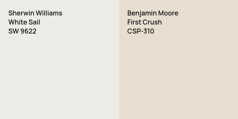 Sherwin Williams White Sail vs. Benjamin Moore First Crush comparison