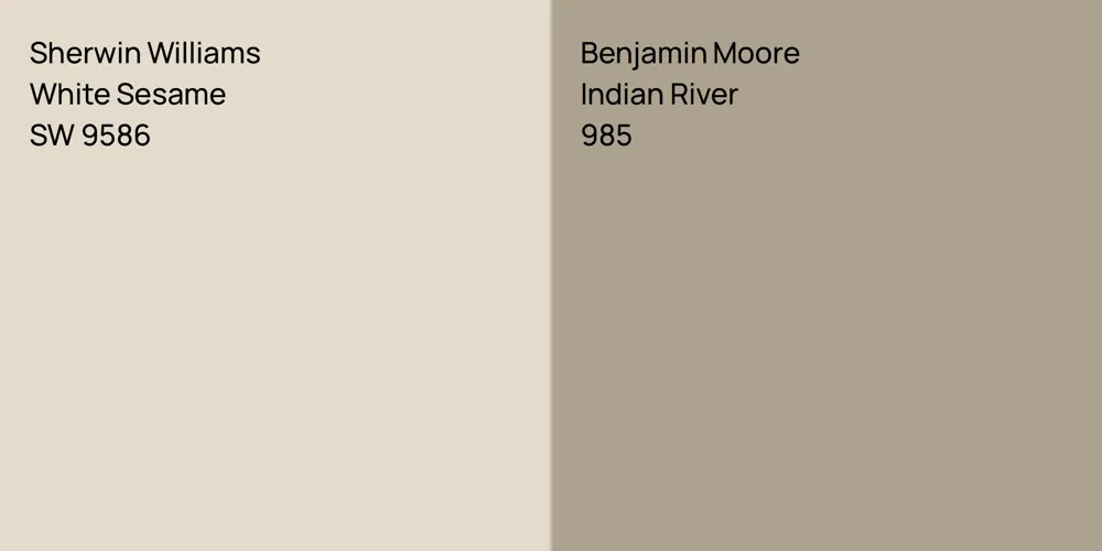 Sherwin Williams White Sesame vs. Benjamin Moore Indian River comparison