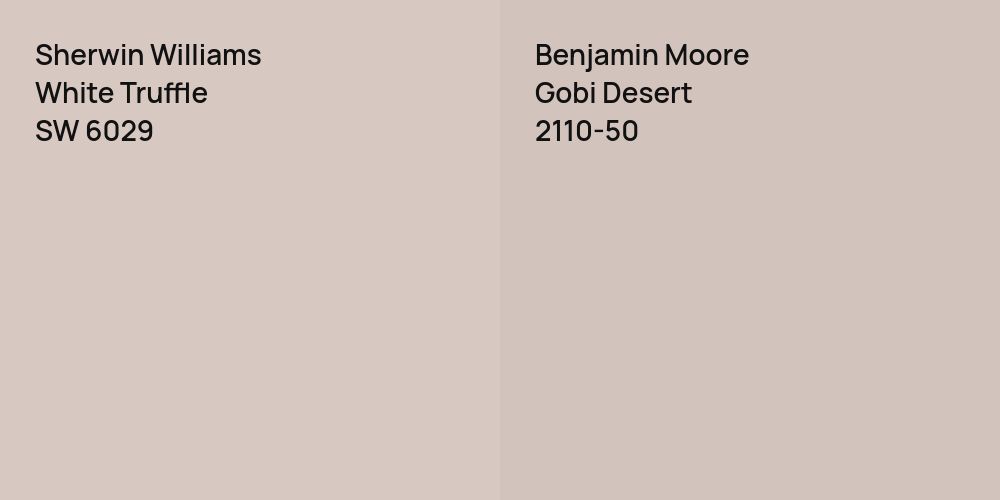 Sherwin Williams White Truffle vs. Benjamin Moore Gobi Desert comparison
