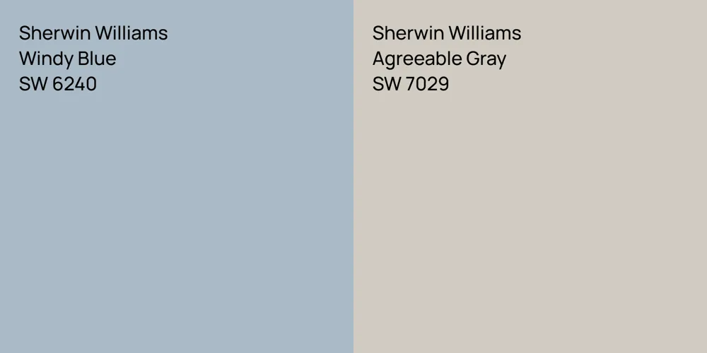 Sherwin Williams Windy Blue vs. Sherwin Williams Agreeable Gray comparison